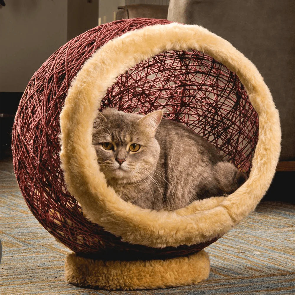 Dame Cat Cave Bed, Wicker Cat Bed, Luxury Cat Bed (New Design)